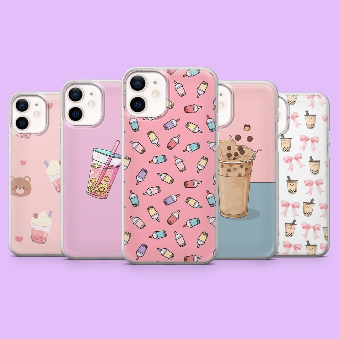 Pink Boba Phone Case Girl Aesthetic Bubble Tea Cover for iPhone 17, 16 ...