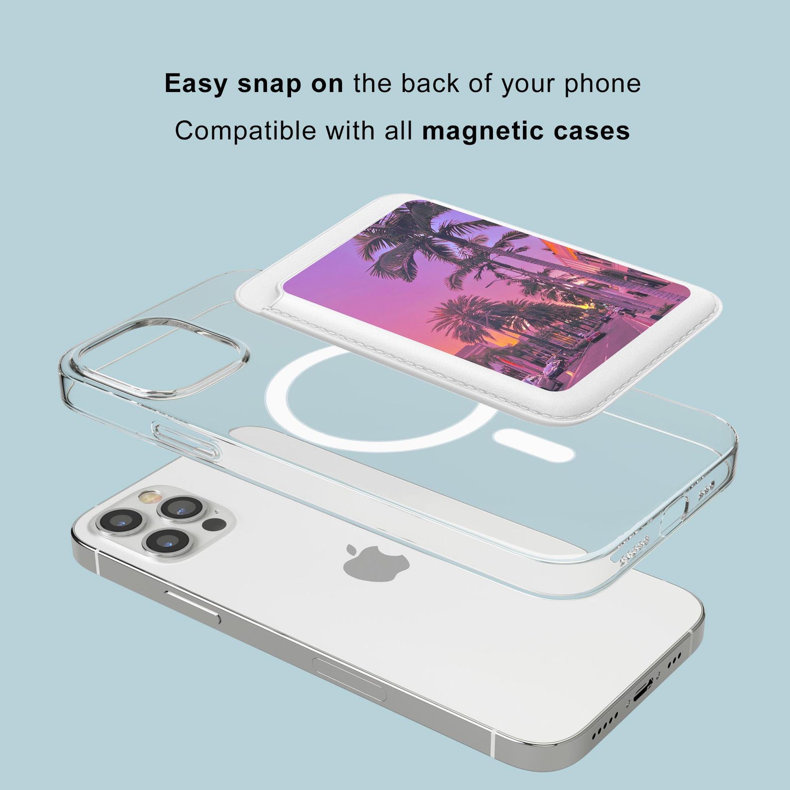 Cartera Magsafe de playa, tarjetero magnético con temática tropical de ...