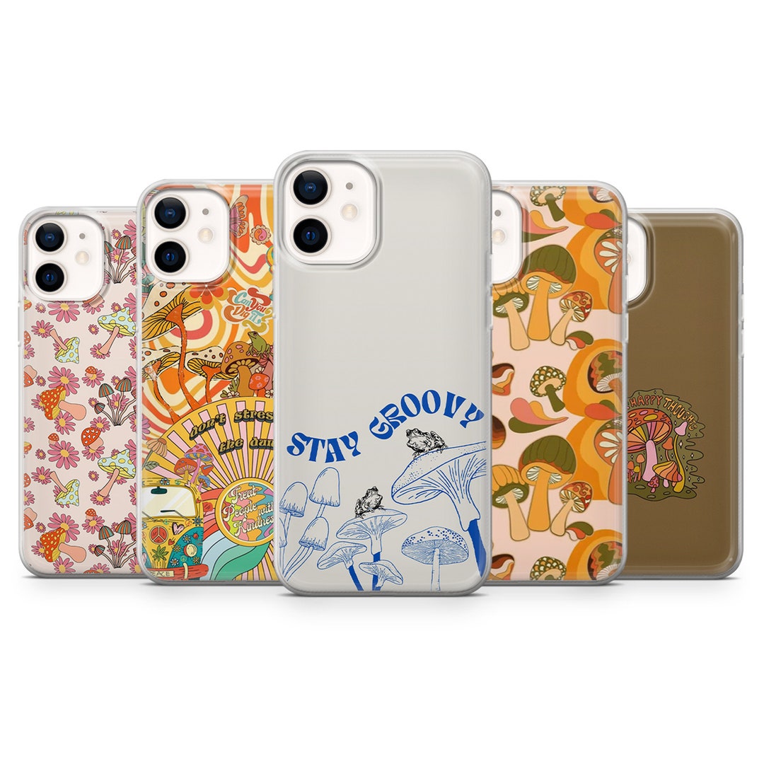 Hippie Phone Case Retro Trippy Mushrooms Cover for iPhone 15, 14, 13 ...