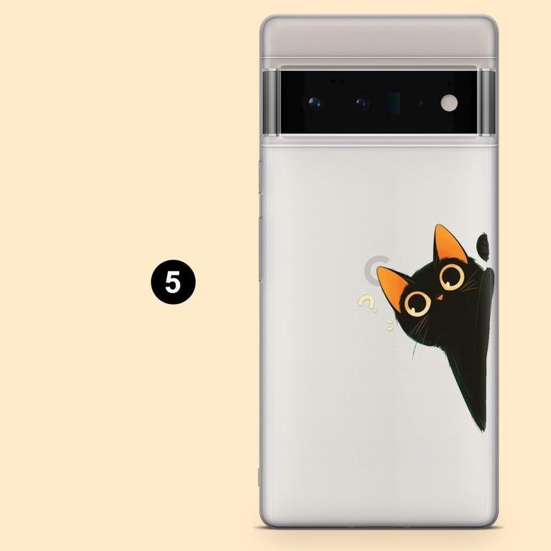Black Cat Phone Case Animal Transparent Kitten Cover for Google Pixel ...
