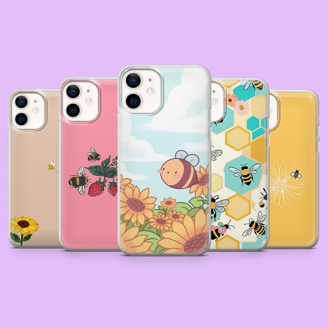 Bee Phone Case Bumble Bee Honey Cover for iPhone 16 Pro, 15, 14, 13, 12 ...