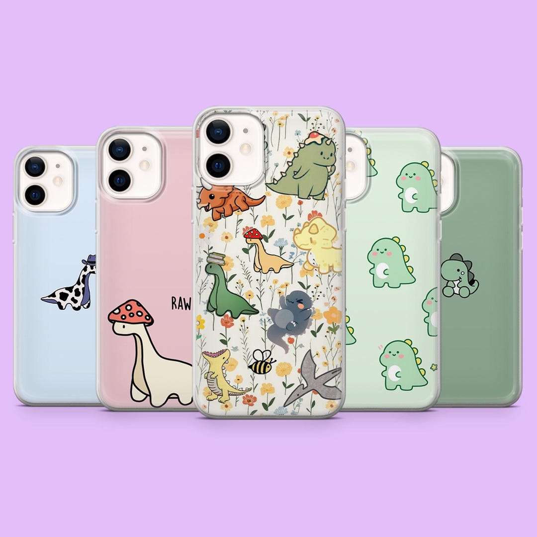Kawaii Dino Phone Case Animal Cute Dinosaur Cover for iPhone 16 Pro, 15 ...