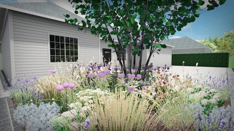 Perennial Garden Planting Plan, Digital Flower Bed Design, DIY Front ...