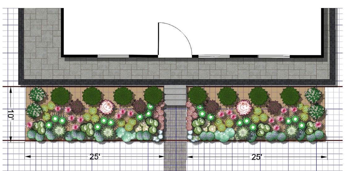 Front Garden Perennial Plan: DIY Flower Bed Planting Scheme - Zones 4-9 ...