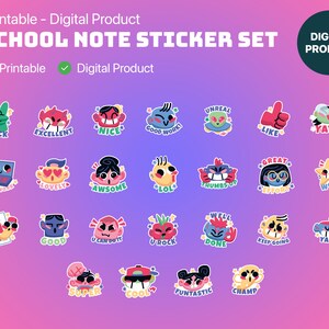 Printable School Note Sticker Set 26 Designs for Students STUDENT ...