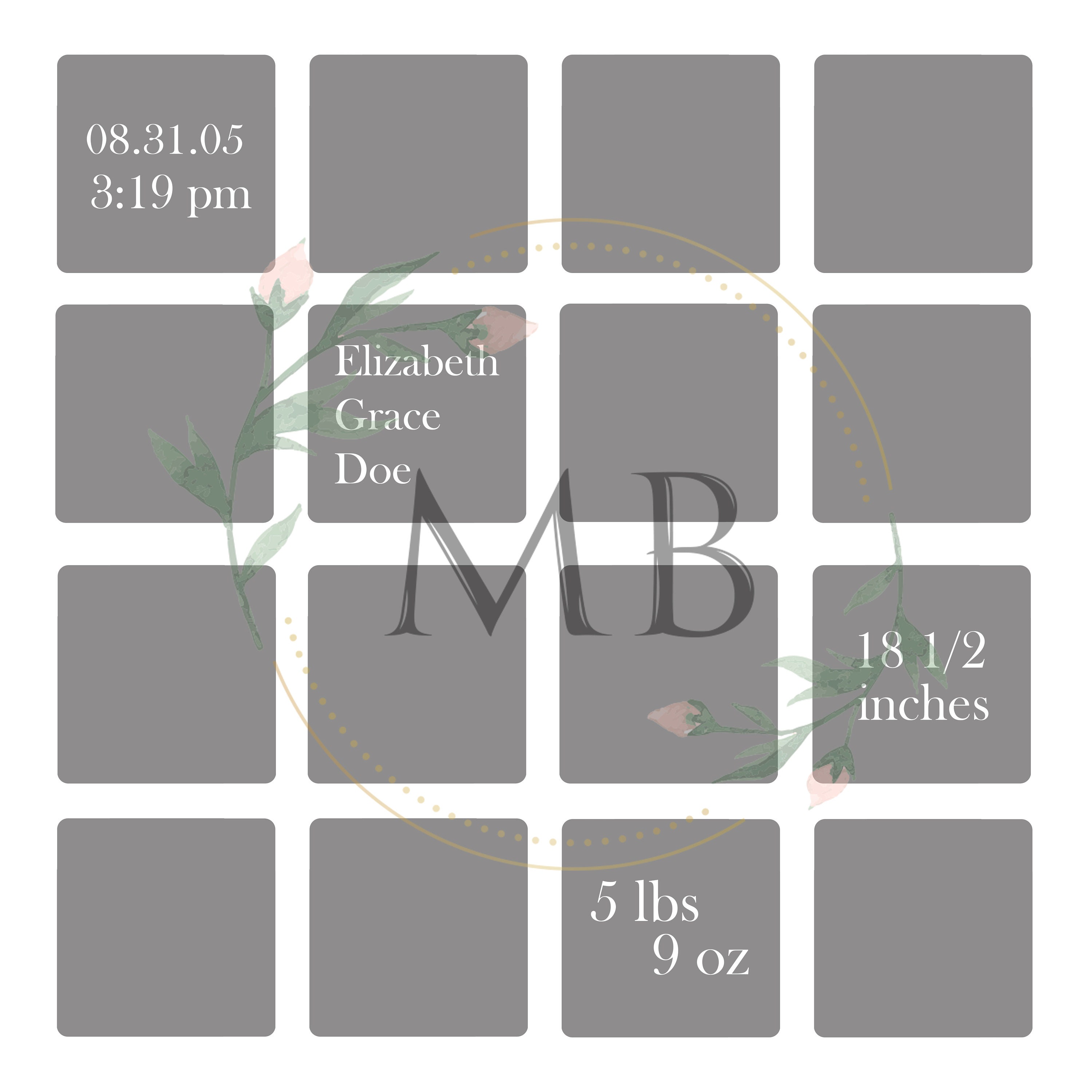 Newborn Infant Storyboard Collage 20 X 20 | Photo Collage Template ...