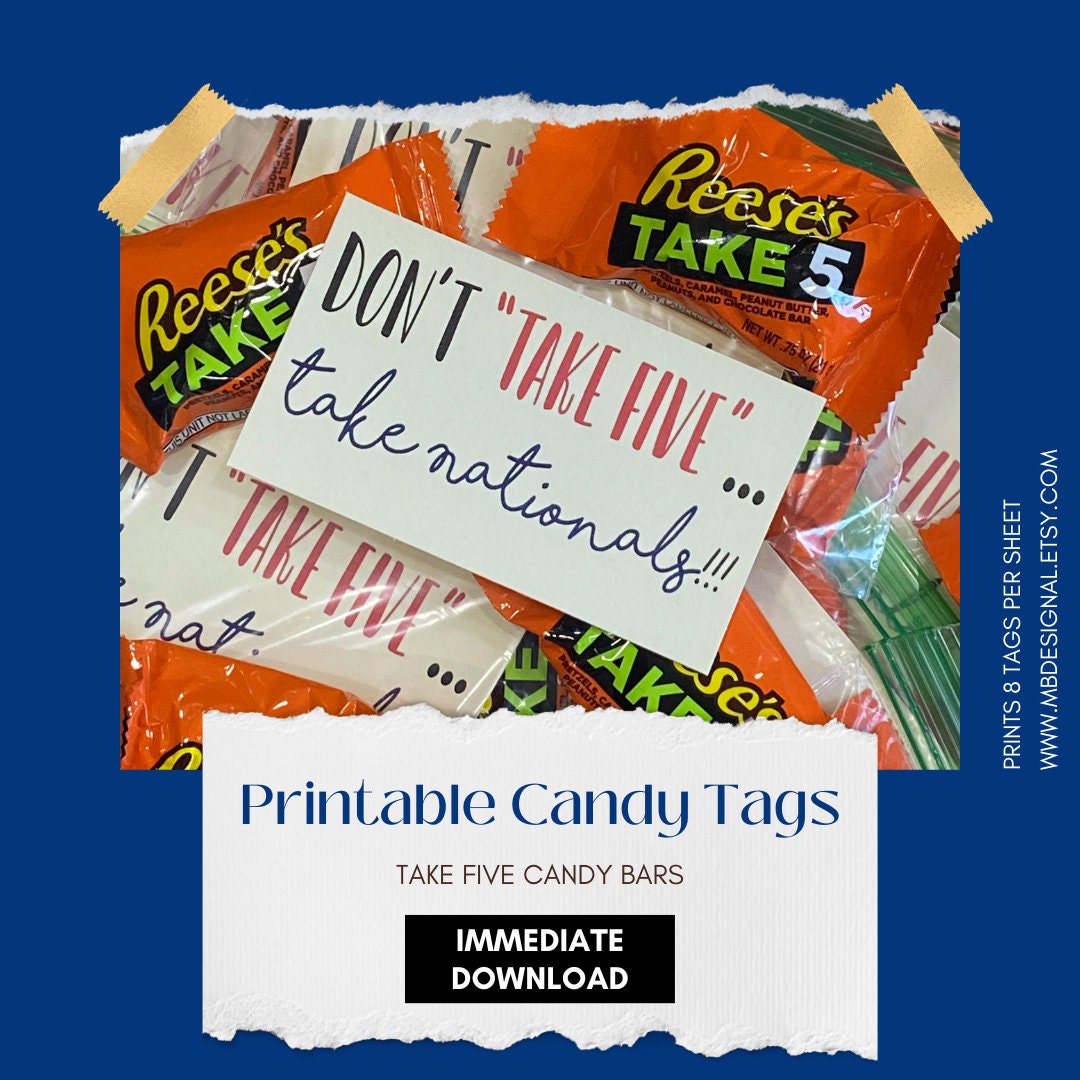 Printable Sports Candy Take Five Bars Cheer Bag Nationals State Good ...