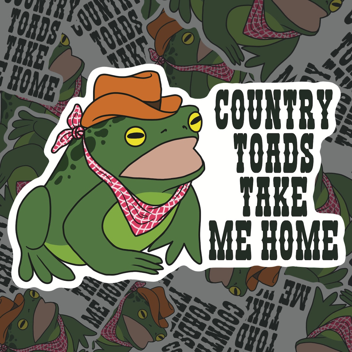 Toad "country Toads Take Me Home" Sticker - Etsy