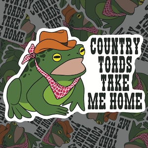 Toad "country Toads Take Me Home" Sticker - Etsy