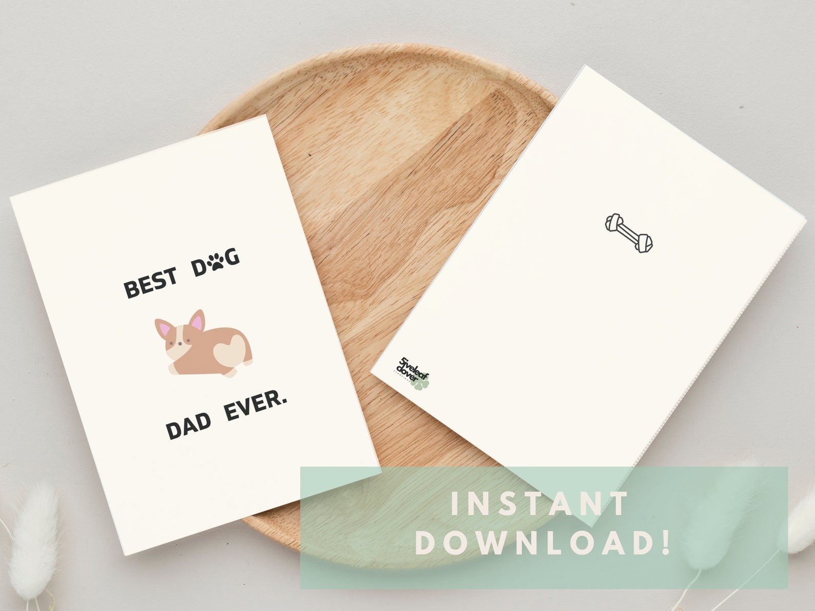 Dog Dad Father's Day Card, Instant Download PDF Father's Day Card, Dog ...