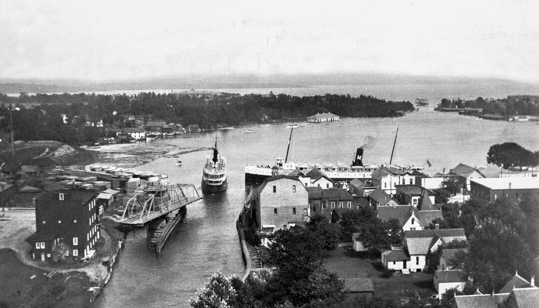 Charlevoix Swing Bridge Over the Pine River, 1900s. - Etsy