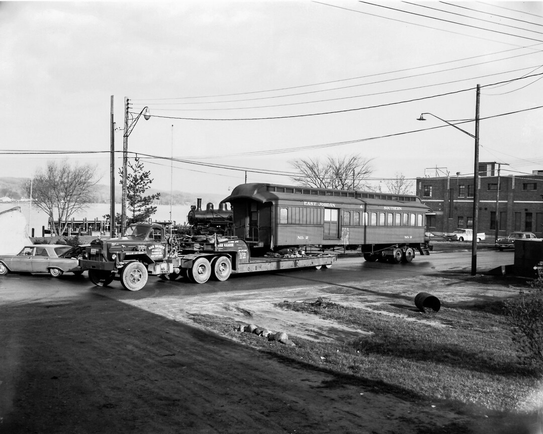 East Jordan & Southern Railroad Combine #2. Being Moved to Display Site ...