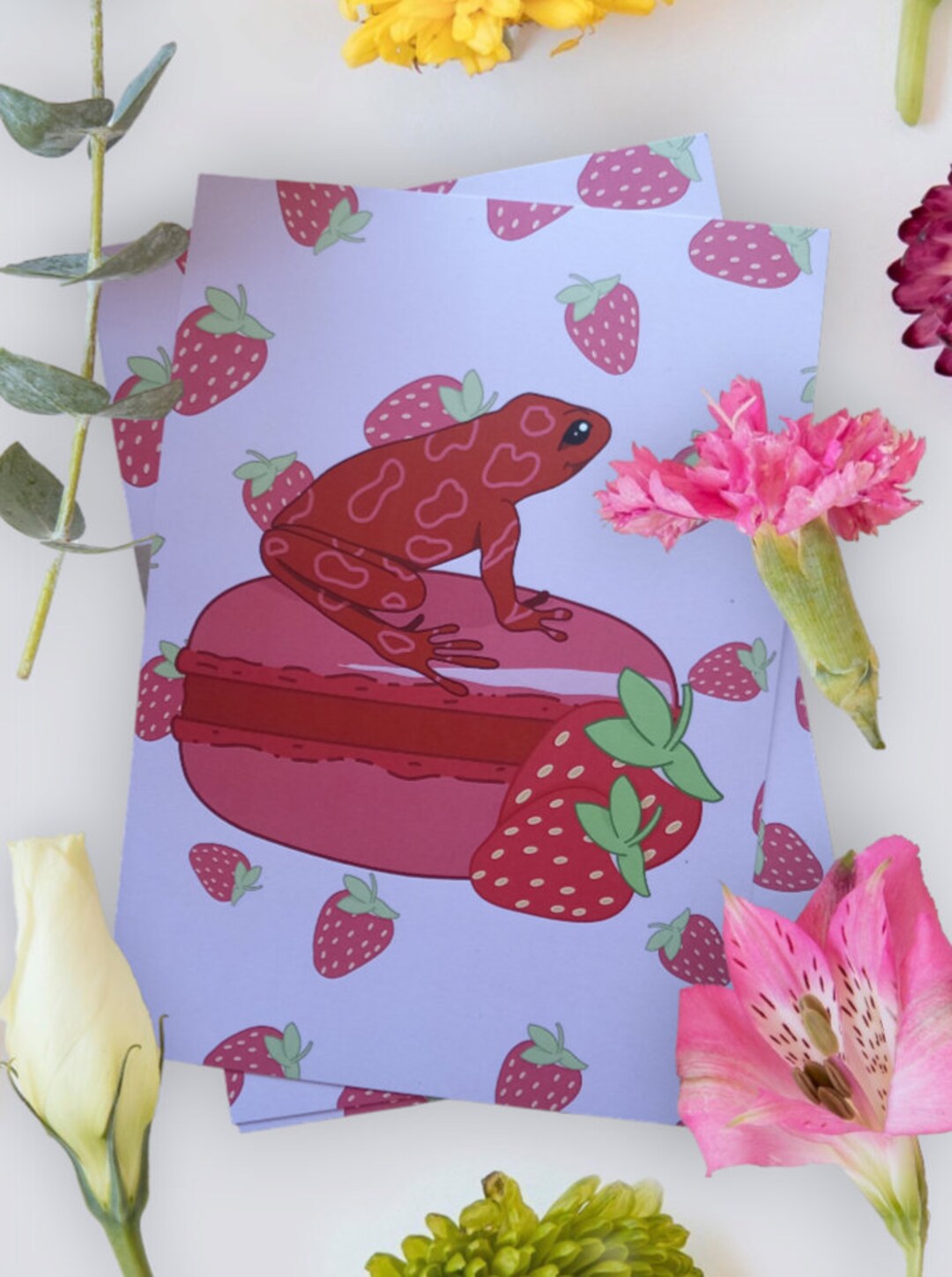 Strawberry Macaroon Frog A5 Art Print - Etsy