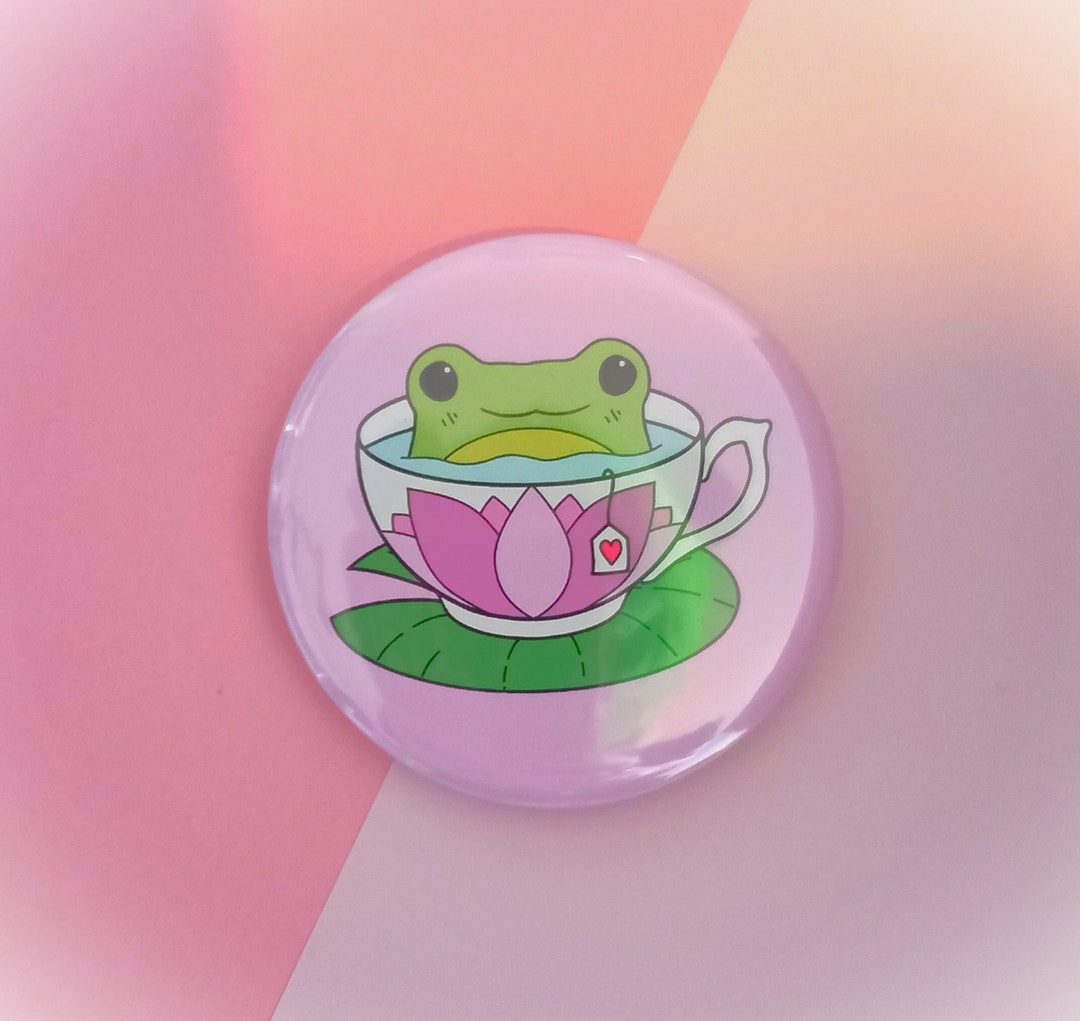 Frog in a Teacup Badge 3 Sizes - Etsy