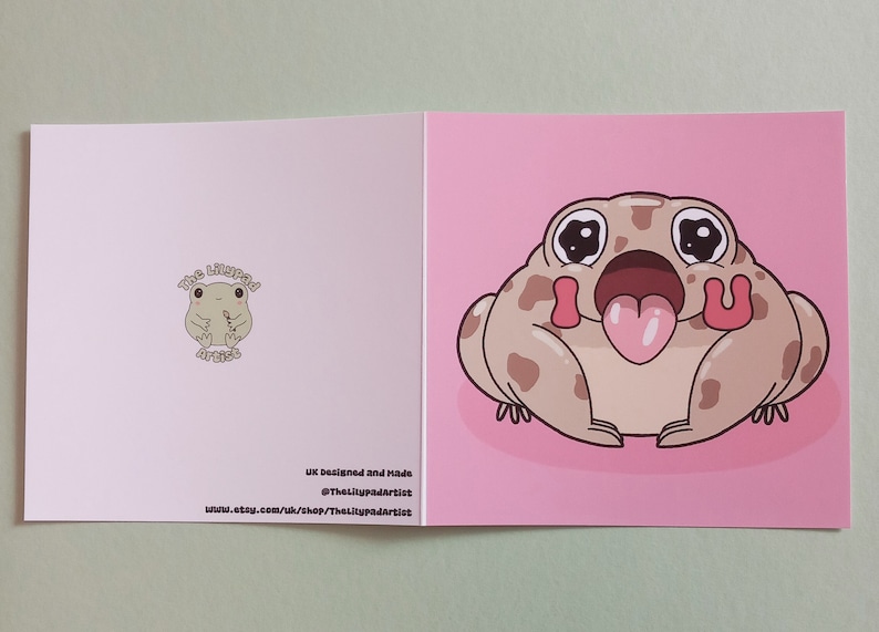 Square Greeting Card 'I Love You' Frog - Etsy