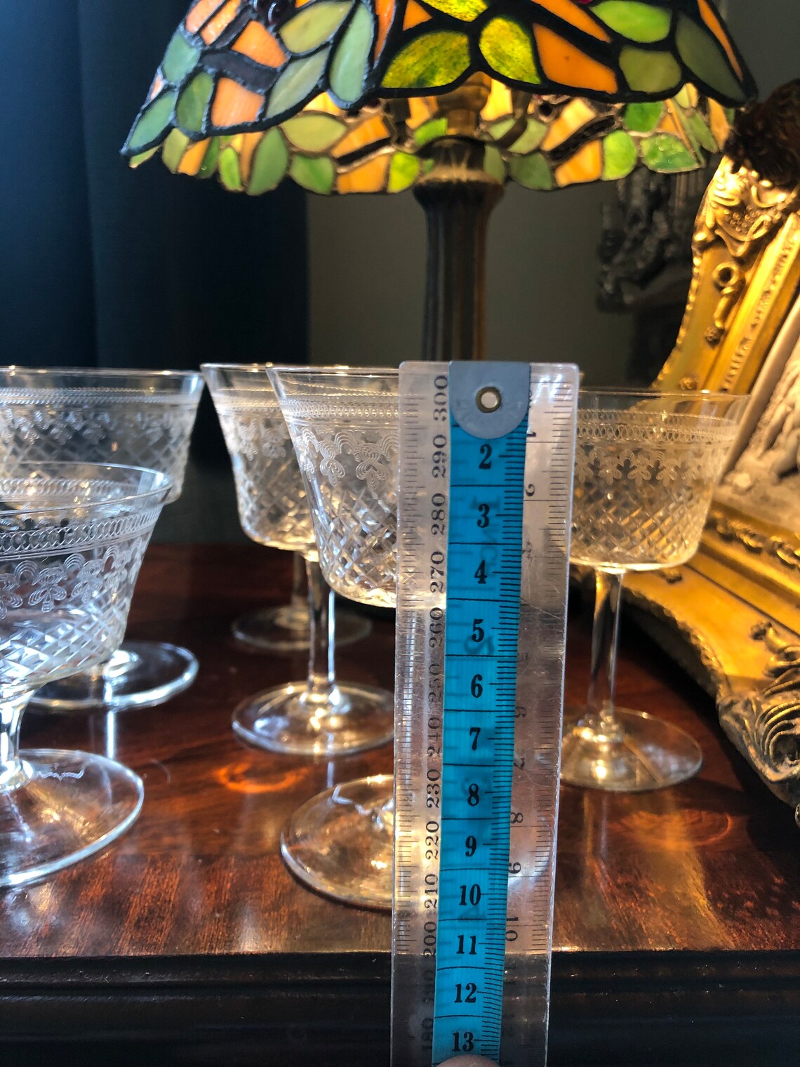 Vintage Lady Hamilton Pall Mall Design Etched Glassware - Wine Glasses ...