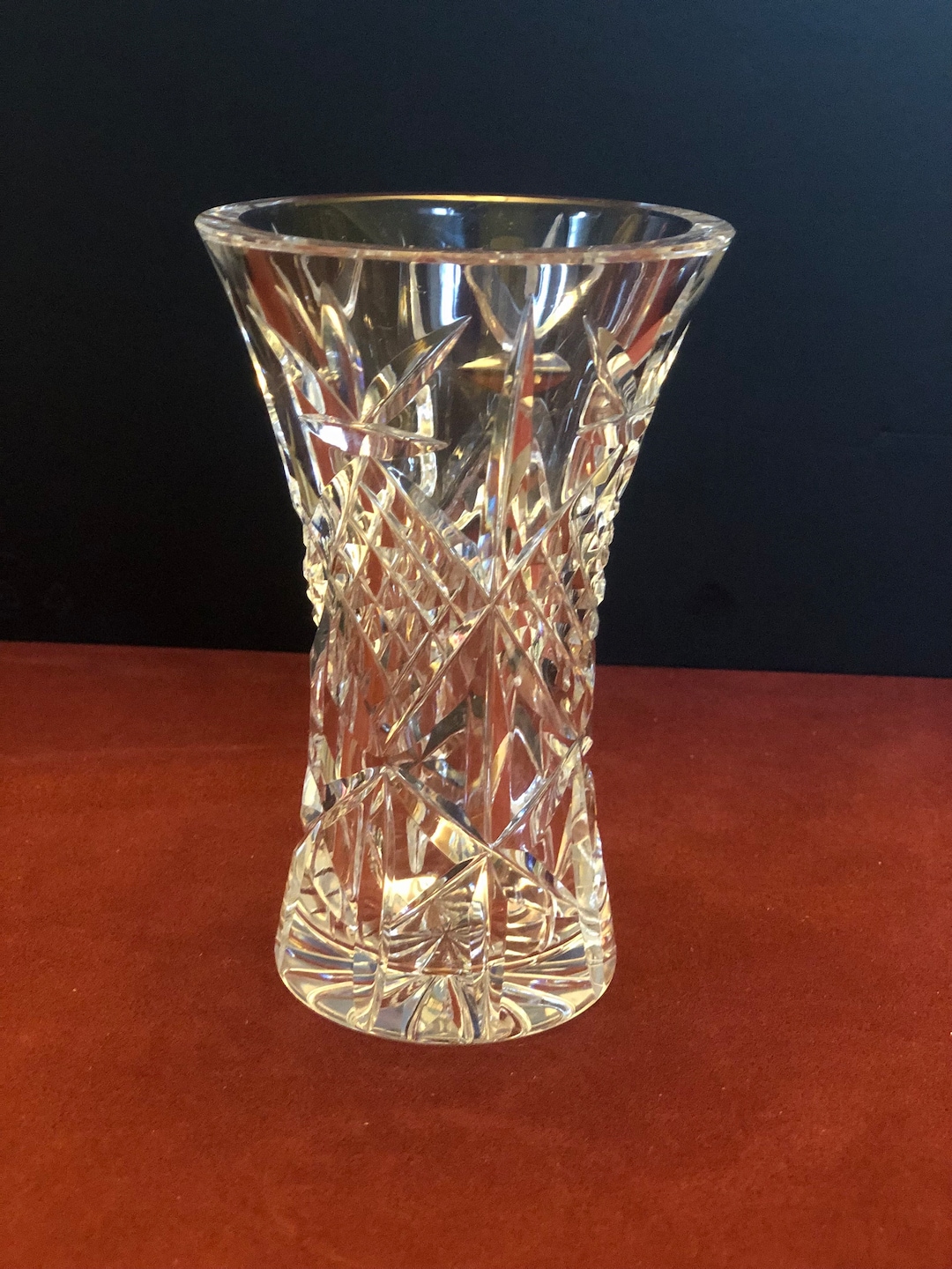 Vintage Cut Glass Vase - Etsy