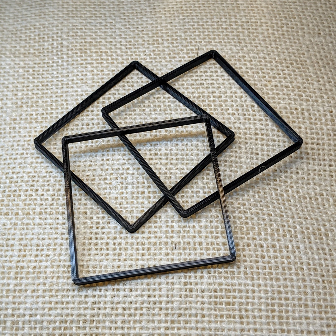4 Large Open Square Bezels – Black Hollow Frame for Jewelry, Resin ...
