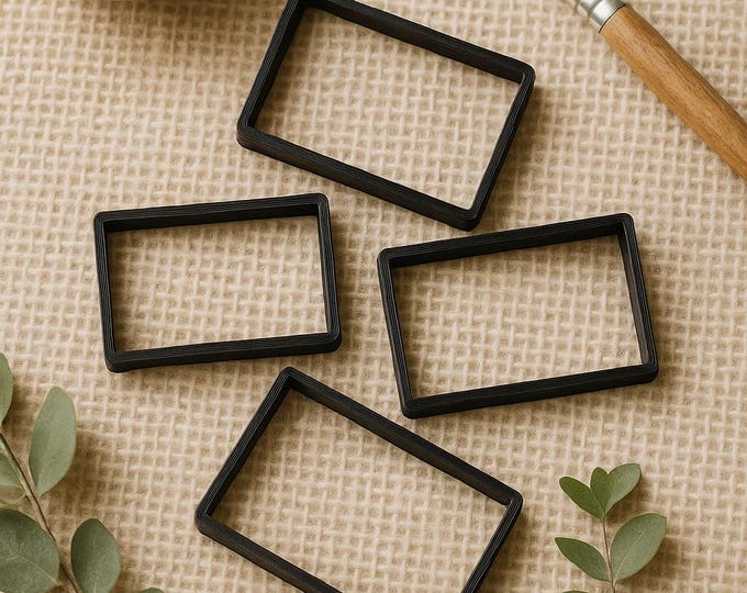 Open Rectangle Bezels – Large Resin Jewelry Frames | 4 Black PETG ...