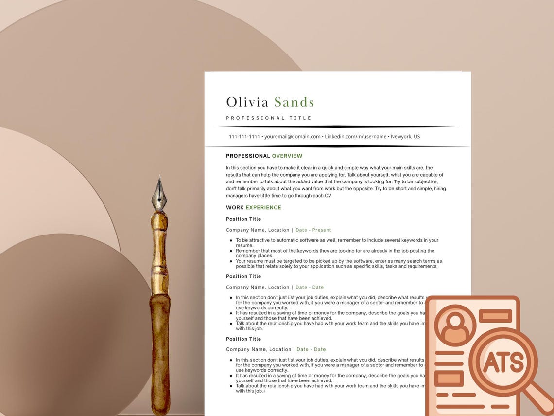 ATS Optimized Resume Template | Professional CV + Cover Letter ...