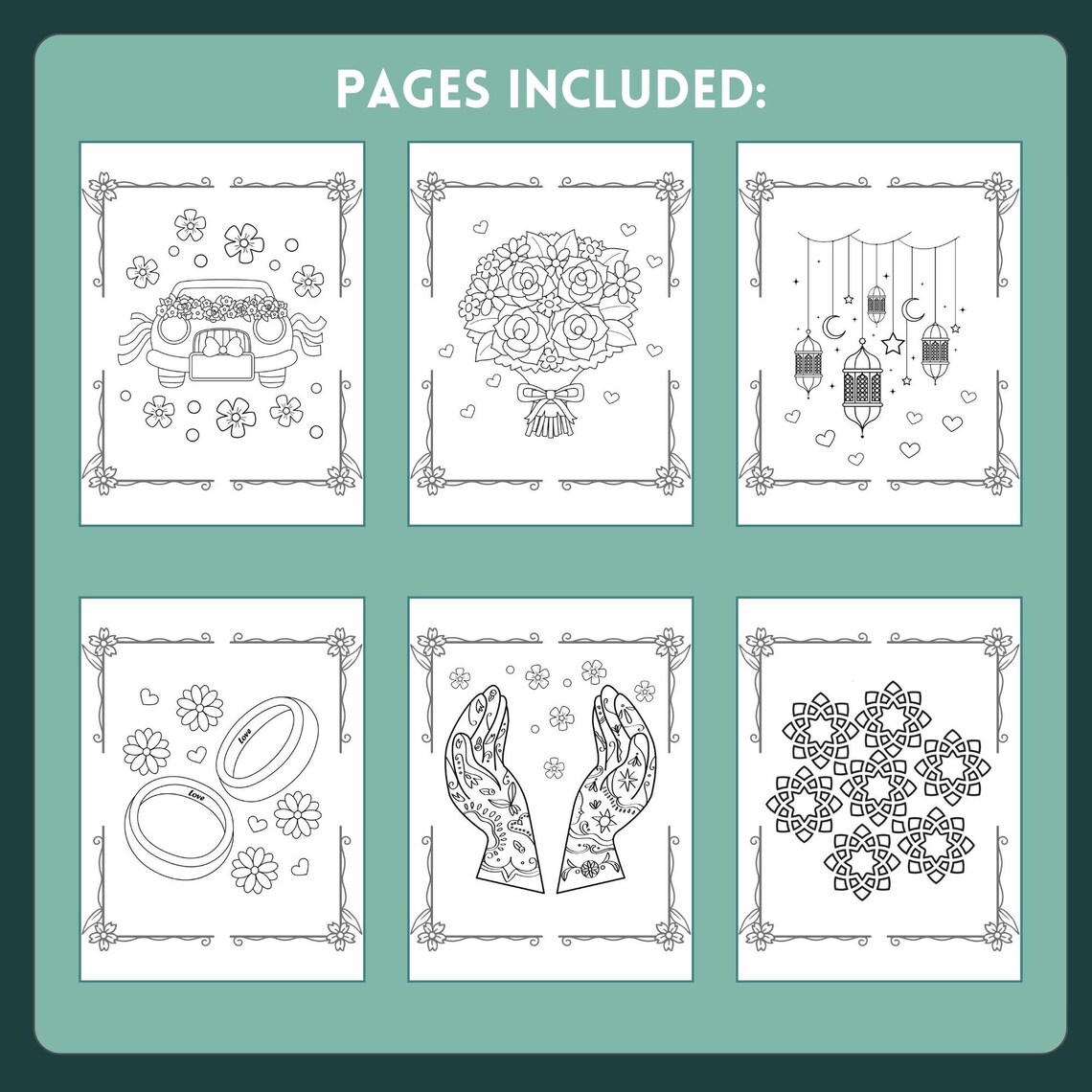 Muslim Wedding Coloring Book, Digital Download, 12 Easy Coloring Pages ...