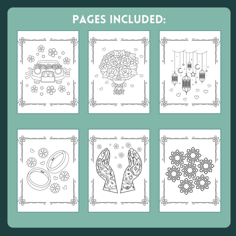 Muslim Wedding Coloring Book, Digital Download, 12 Easy Coloring Pages ...