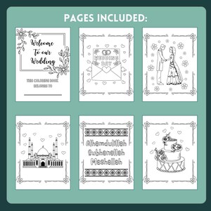 Muslim Wedding Coloring Book, Digital Download, 12 Easy Coloring Pages ...