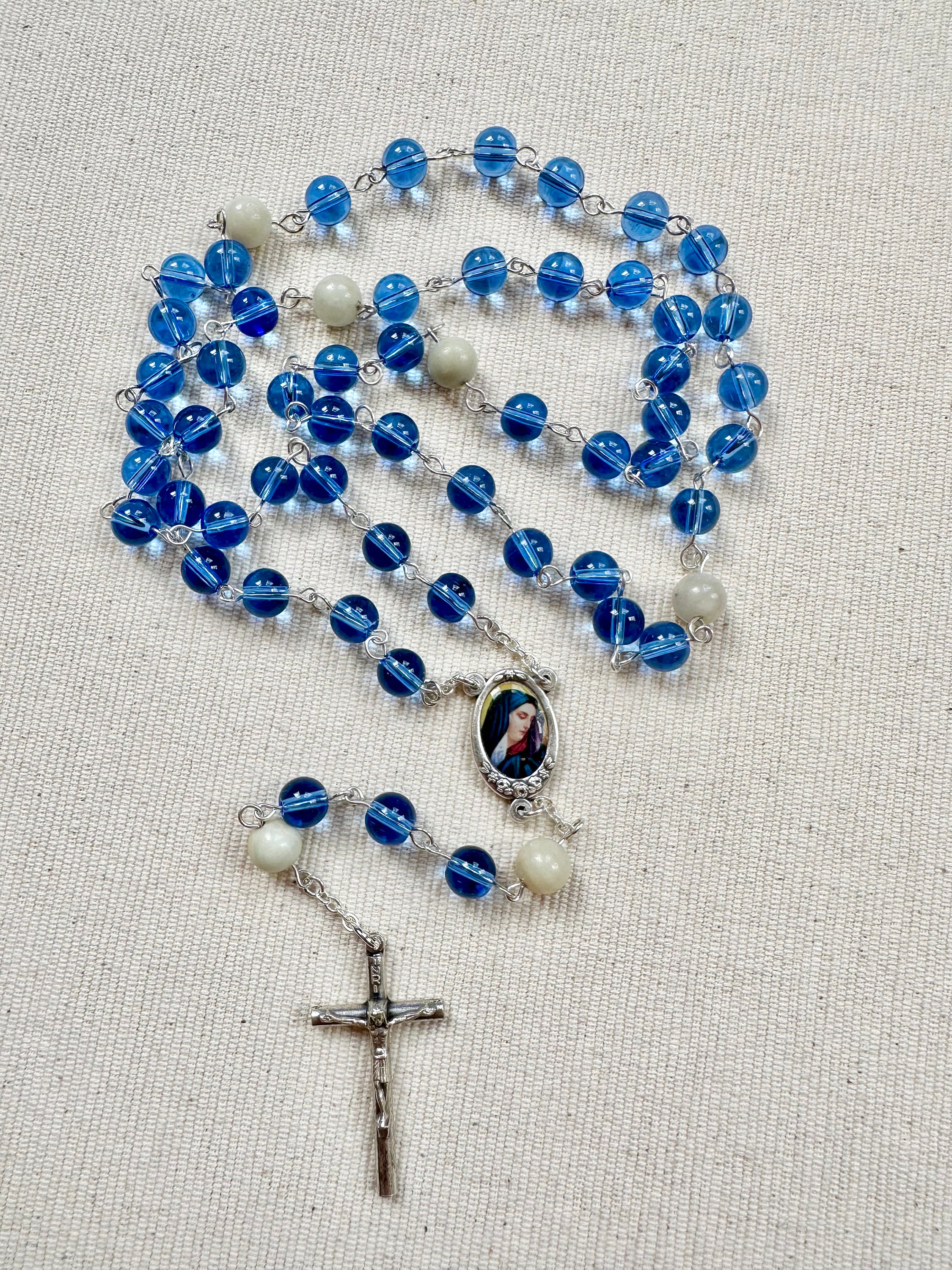 Sorrowful Mother Blue Catholic Rosary color Image Centerpiece - Etsy