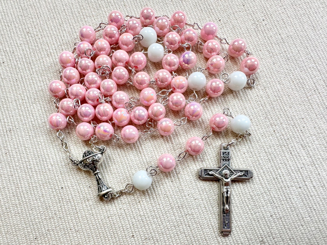 First Holy Communion Pink Catholic Rosary - Etsy