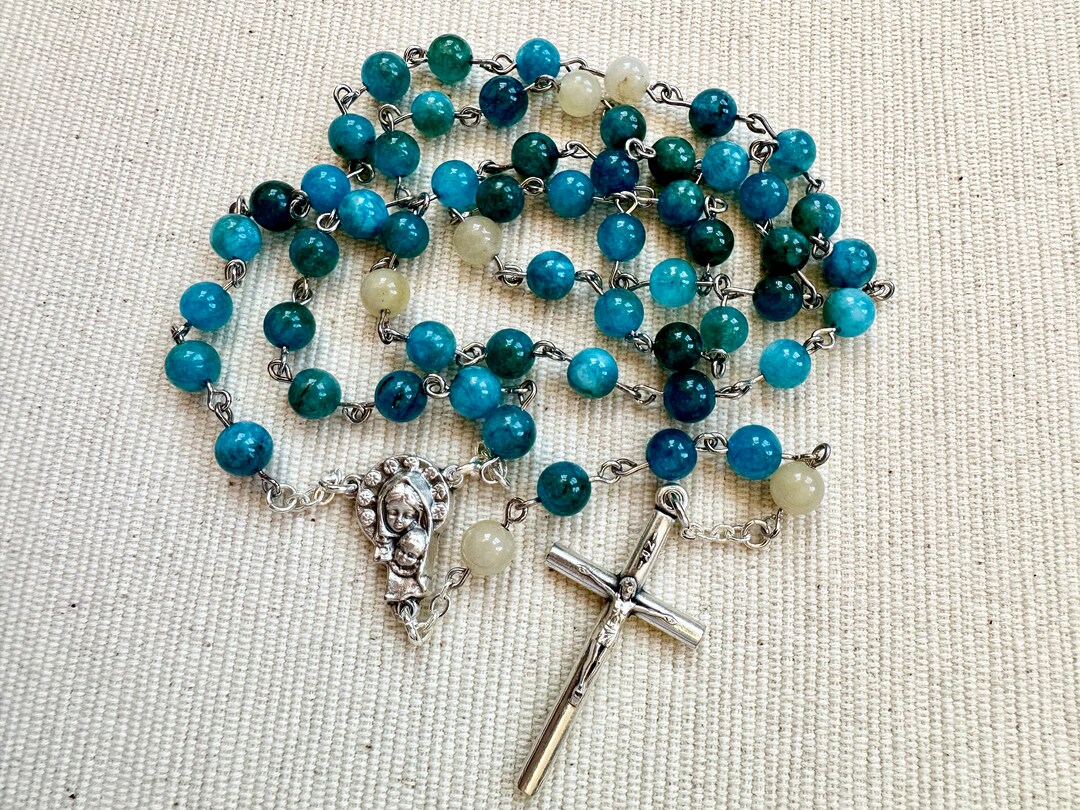 Mary and Infant Jesus Blue Catholic Rosary - Etsy