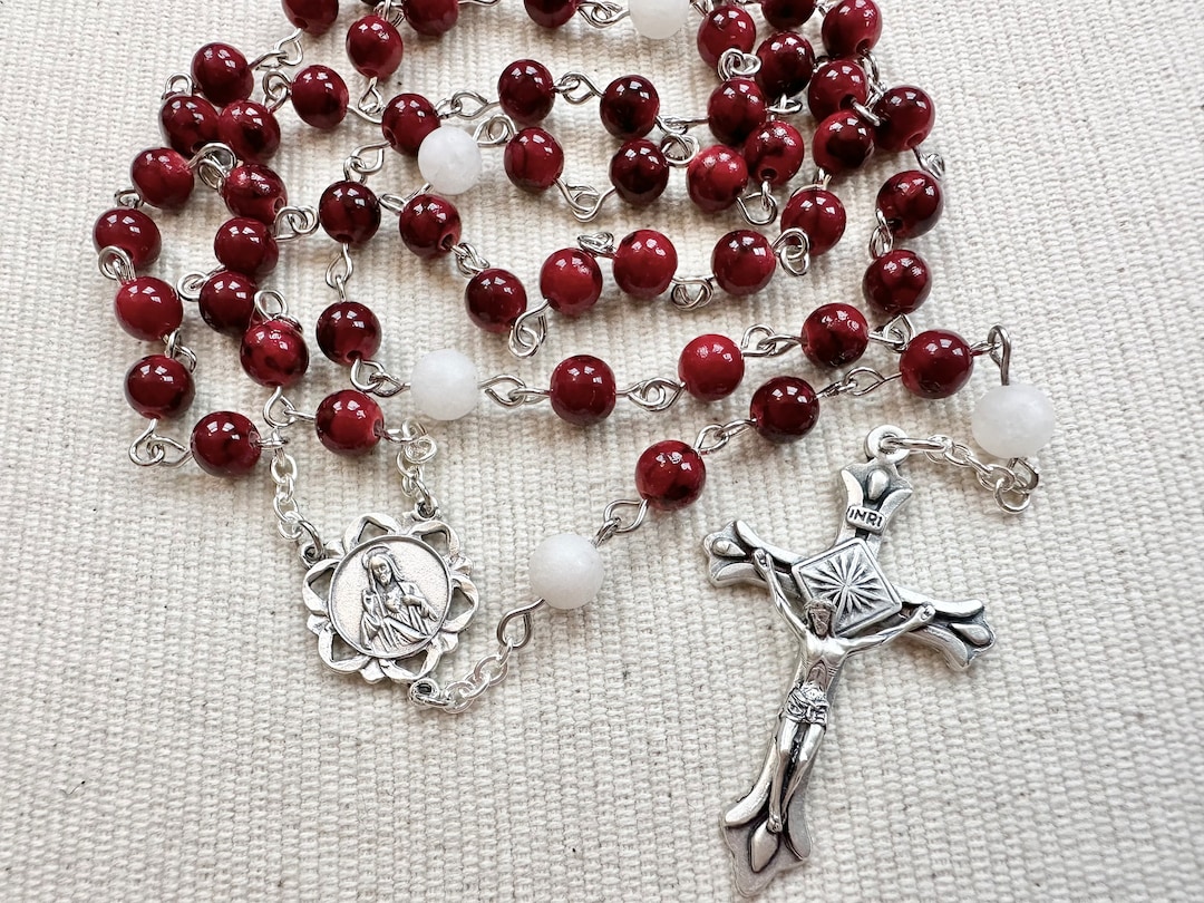 Sacred Heart of Jesus Red Catholic Rosary - Etsy