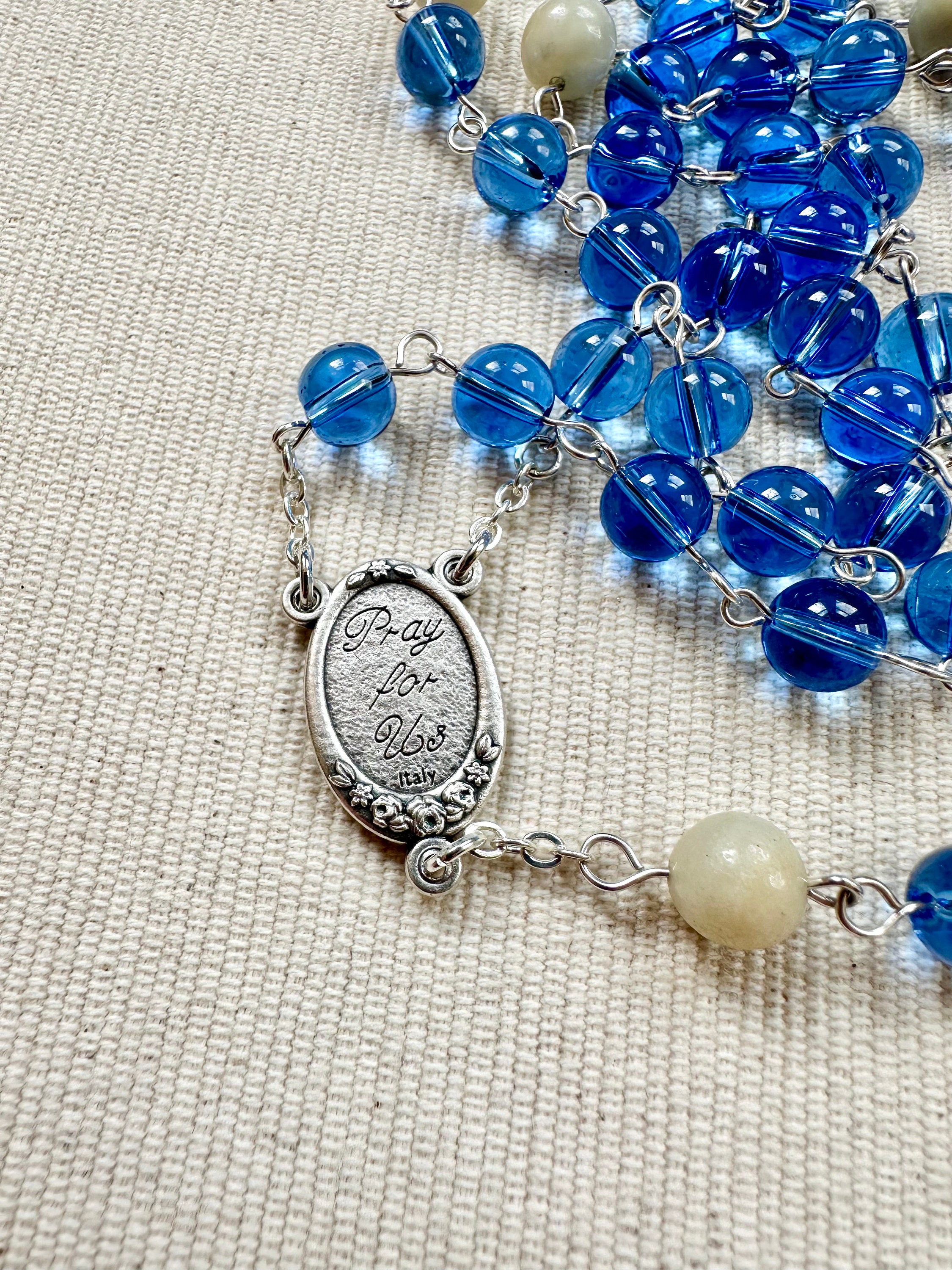 Sorrowful Mother Blue Catholic Rosary color Image Centerpiece - Etsy