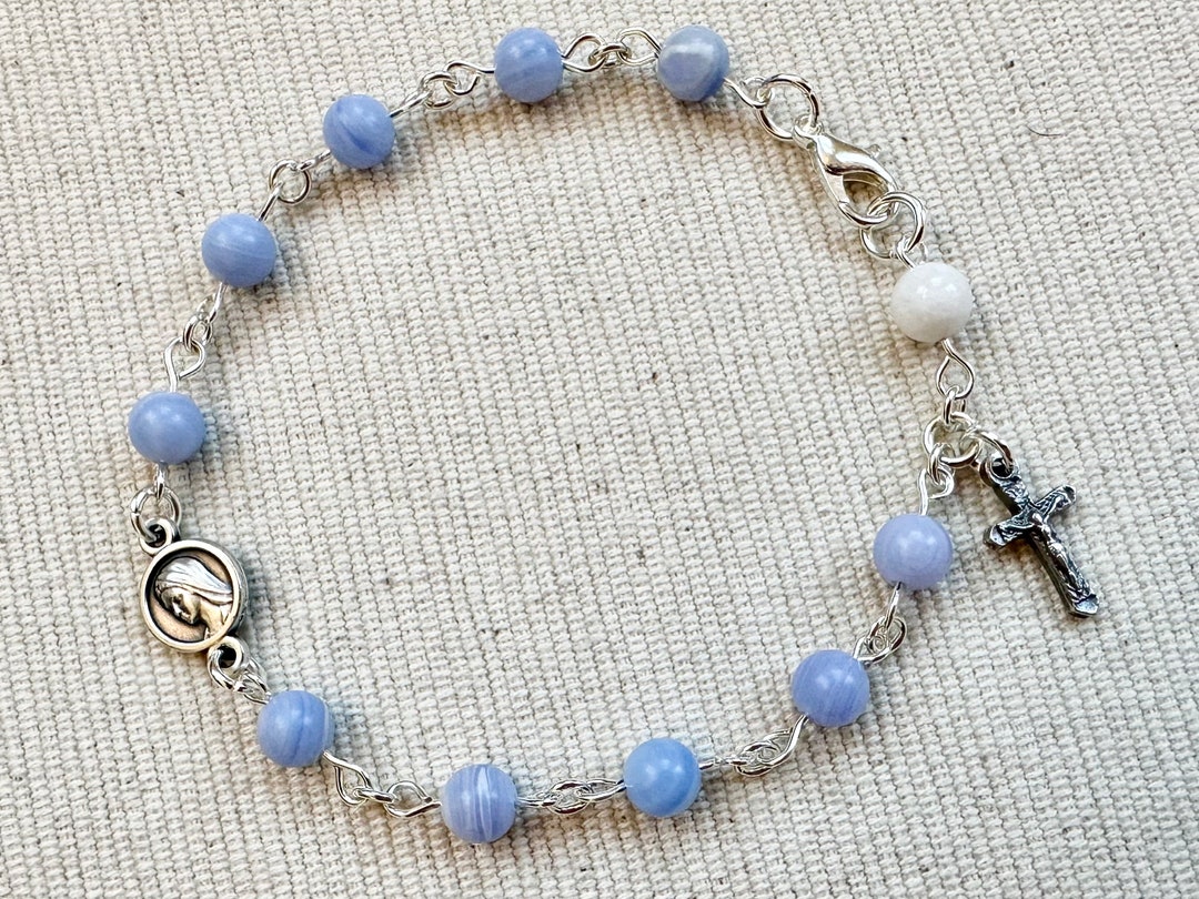 Medjugorje/divine Mercy Light Blue Catholic Rosary Prayer - Etsy