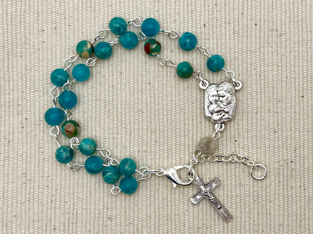 Turquoise Holy Family Summer Theme Rosary Bracelet - Etsy