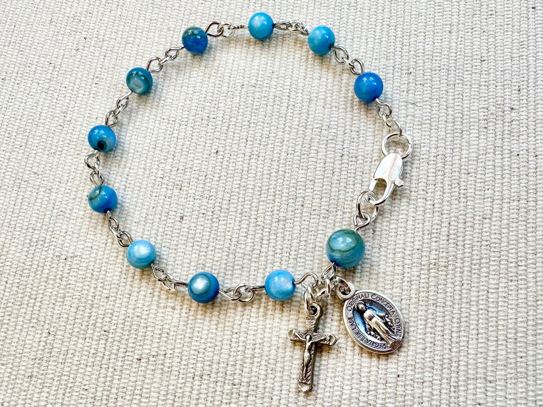 Blue Traditional Chain Catholic Rosary Bracelet - Etsy