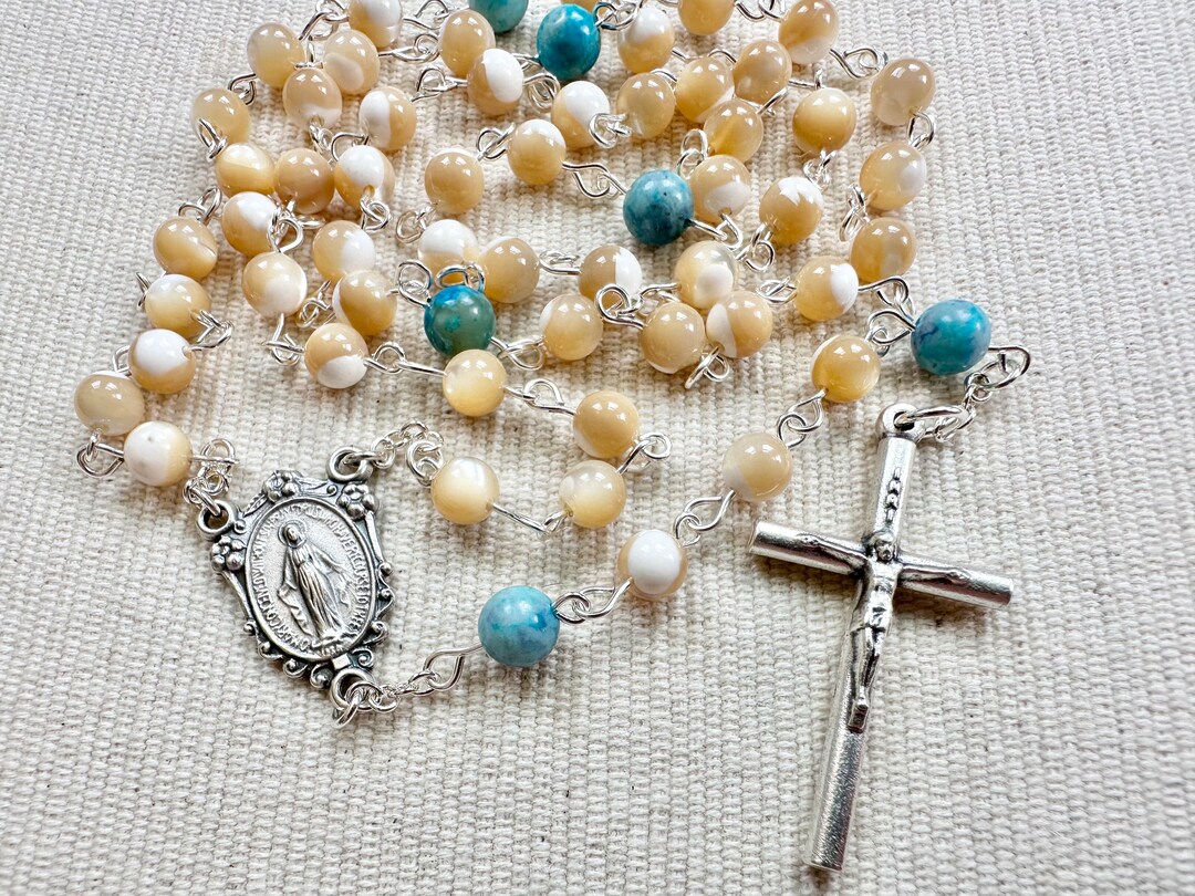 Ivory Mother of Pearl Catholic Rosary - Etsy