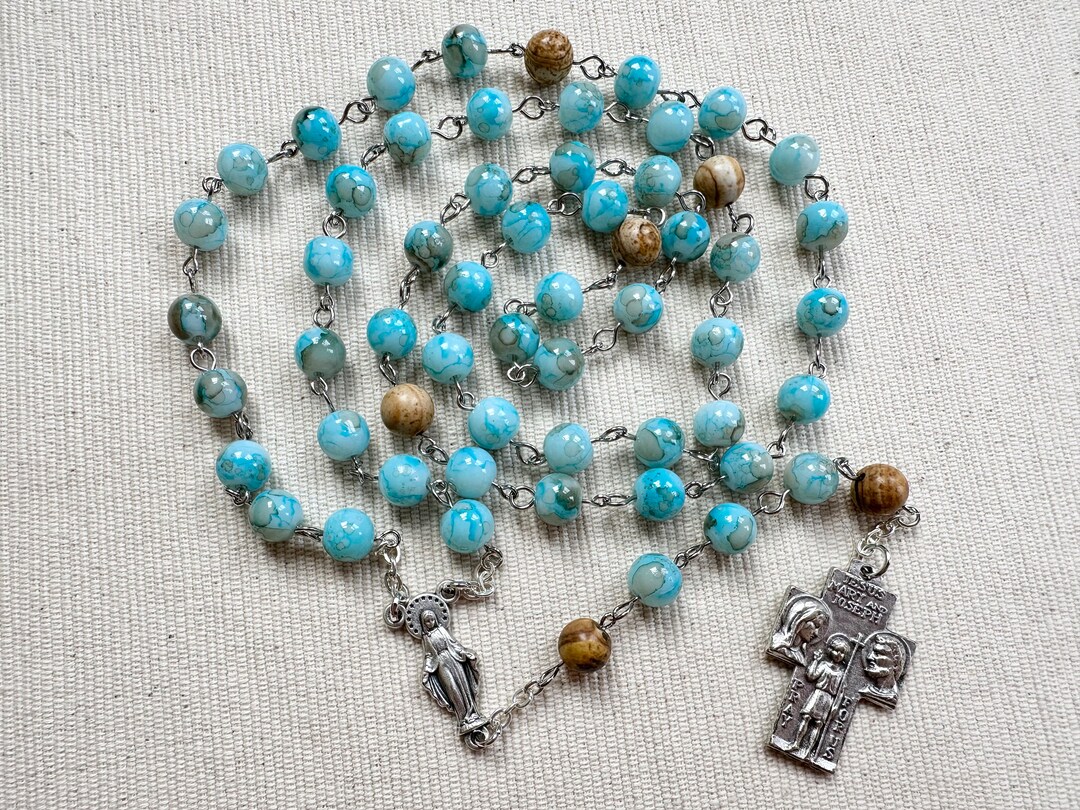 Holy Family/st. Christopher Blue Catholic Rosary - Etsy