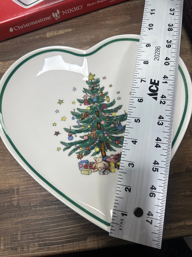 1980s Nikko Happy Holidays Pattern Christmas Heart Shaped Dish W Box ...