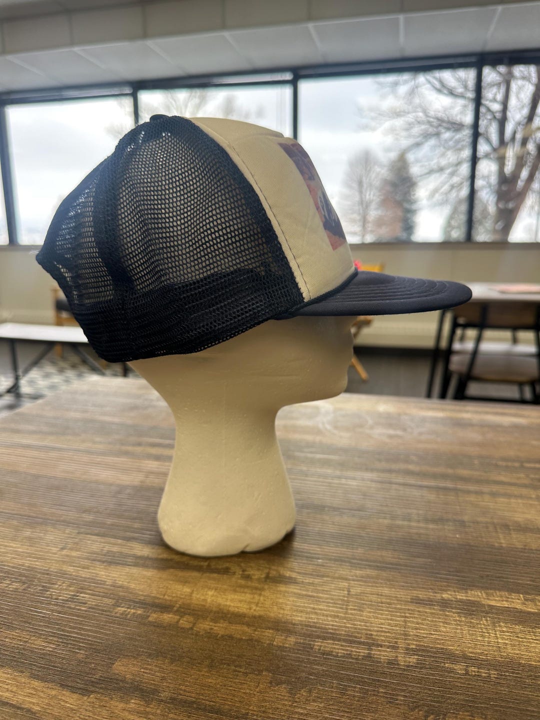 Vintage 1950s Car Cap Hat Black 5 Panel Mesh Snapback Youngan Printed ...