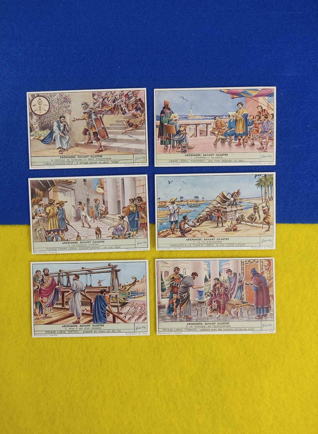 Archimedes, Famous Thinker Liebig Meat Cards Set of 6 French Trade 1953 ...