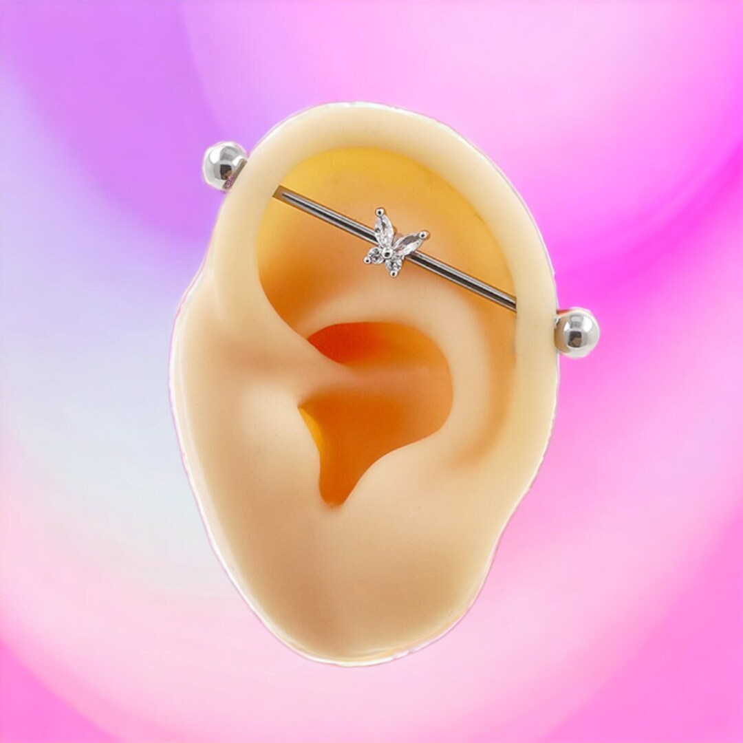 14G Butterfly Industrial Piercing Cute Industrial Piercing 316L Barbell ...