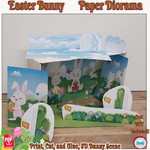 Easter Bunny Diorama | Easter Paper Craft | Bunny Shadow Box | Paper ...