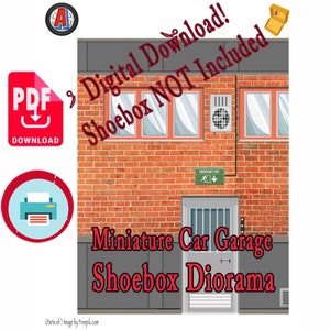 Paper Craft Car Garage Shoebox Diorama: Auto Repair Shop Kit (digital ...