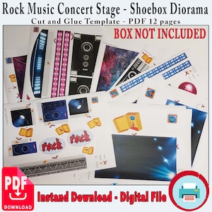 Rock Music Concert Stage Shoebox Diorama, Create Your Own Theater, Cut ...