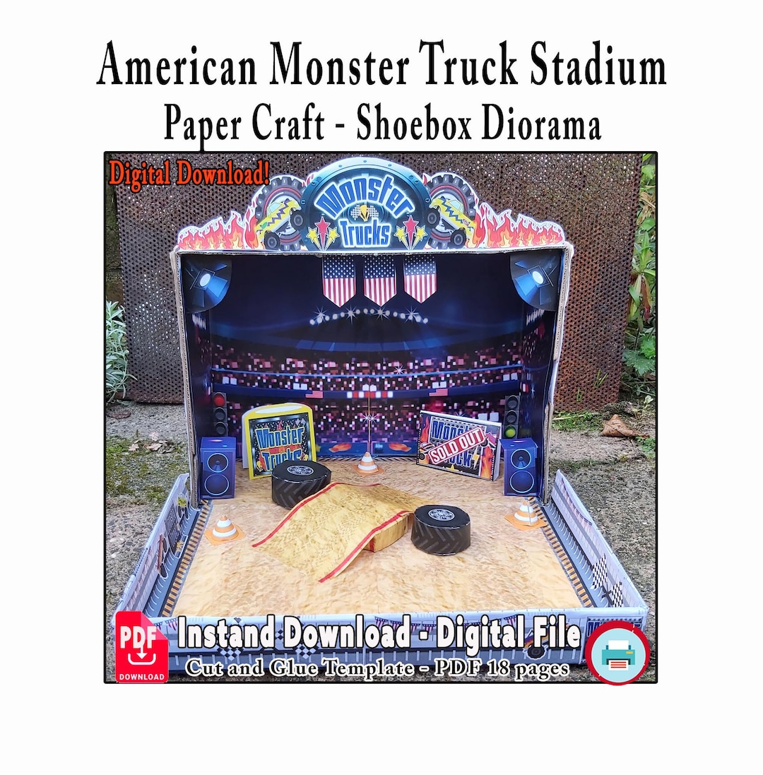 Monster Truck Stadium Paper Craft Diorama (digital Download) - Etsy