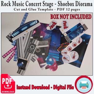 Rock Music Concert Stage Shoebox Diorama, Create Your Own Theater, Cut ...