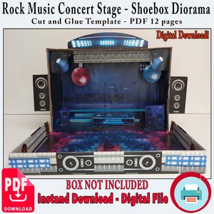 Rock Music Concert Stage Shoebox Diorama, Create Your Own Theater, Cut ...