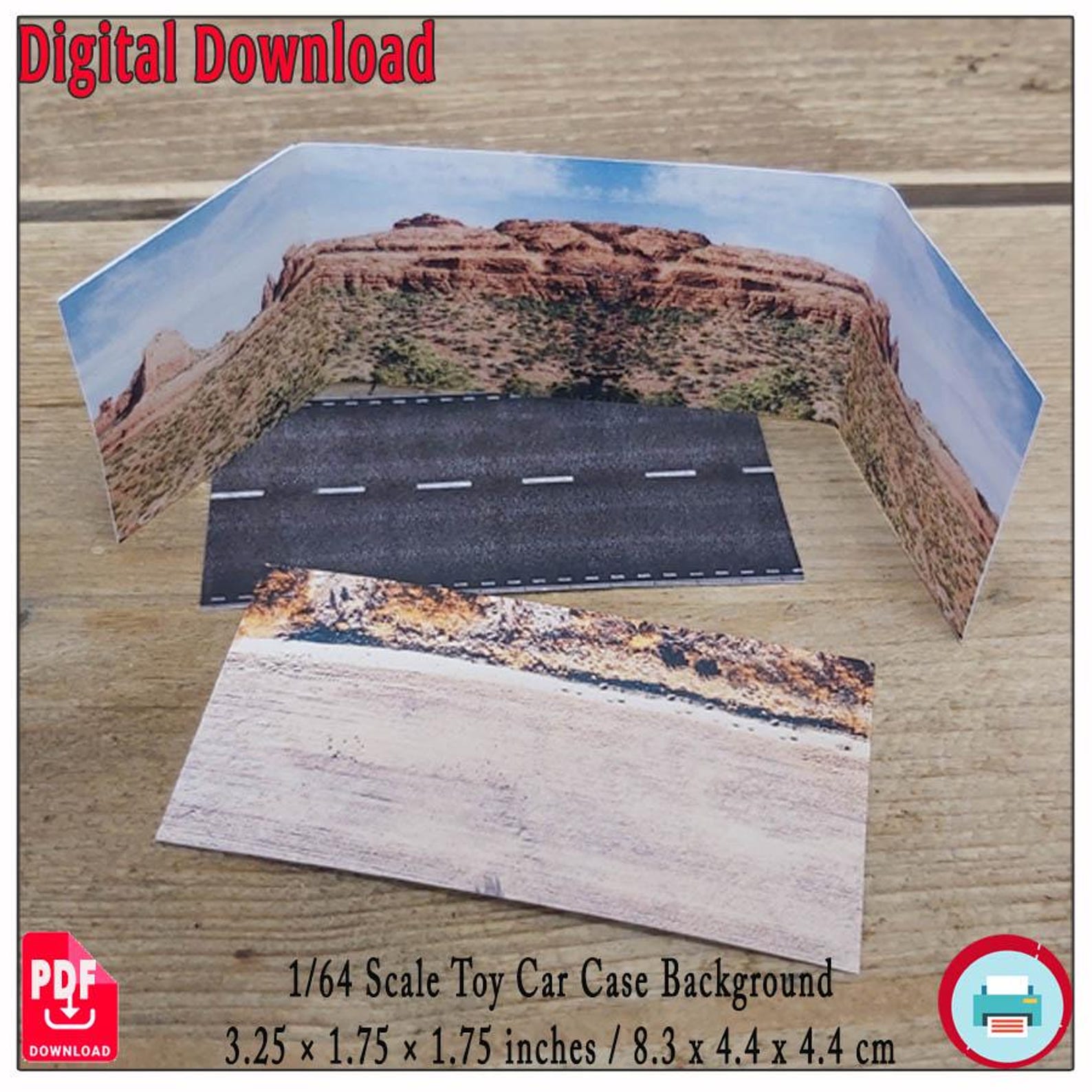 Desert Road Diorama for 1:64 Scale Cars | Printable Papercraft Display ...