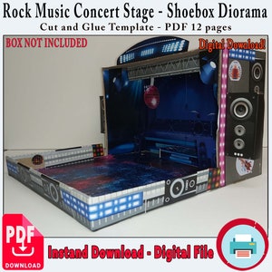 Rock Music Concert Stage Shoebox Diorama, Create Your Own Theater, Cut ...
