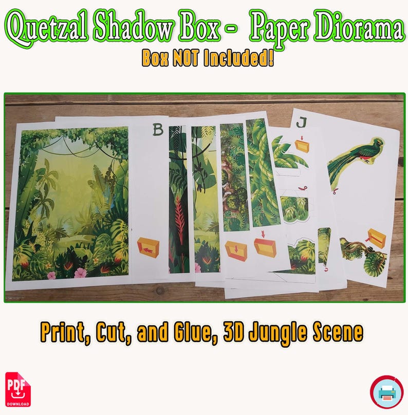 Quetzal Bird Diorama Papercraft – Tropical Rainforest Bird Craft ...